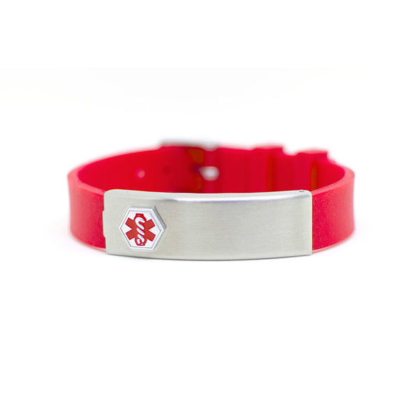 Medical Alert Band, Red Rubber & SS - DTJ-71 - Jules Borel & Co.