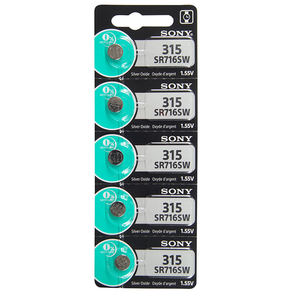 muRata/Sony Silver Oxide Battery, 315, SR716SW, 7.9mm x 1.6mm - Strip ...